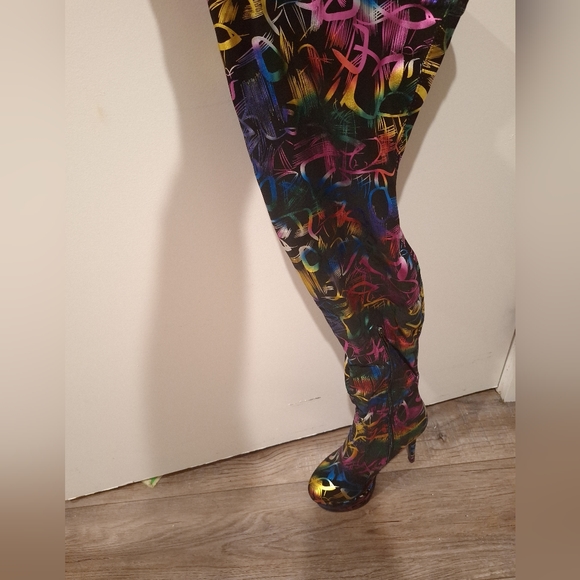 Shoes | Multi Color Thigh High Boot | Poshmark